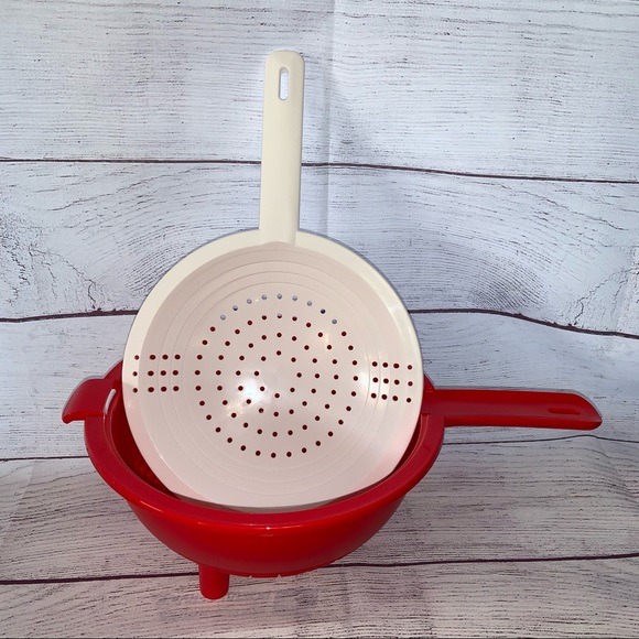 Tupperware | Kitchen | Tupperware Double Colander Red White | Poshmark